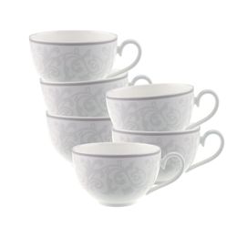 Villeroy & Boch Tasse VILLEROY & BOCH "Cappuccinotassen Gray Pearl 310 ml 6er Set wei&szlig;", wei&szlig;, B:11,4cm H:7,1cm, Porzellan, Trinkgef&auml;&szlig;e, Tasse, Sp&uuml;lmaschinengeeignet, Mikrowellengeeignet