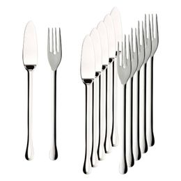 Villeroy & Boch Fischbesteck VILLEROY & BOCH "Fischbesteck Victor 6er Set silber", silber, 12, Essbesteck-Sets, Sp&uuml;lmaschinenfest