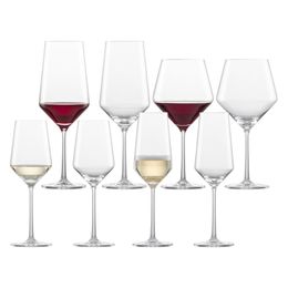 Gl&auml;ser-Set ZWIESEL GLAS "Wein- und Champagnergl&auml;ser Pure 8er Set transparent", bunt (transparent), B:2cm H:2cm, Glas, Trinkgef&auml;&szlig;e, Sp&uuml;lmaschinengeeignet