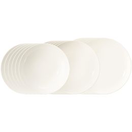 Geschirr-Set Seltmann Weiden "Teller-Set Savona Fine Diamond 18er Set creme", beige (creme), 18, Porzellan, Geschirr-Sets, Geschirr-Set, Sp&uuml;lmaschinenfest, Mikrowellensicher, Ofenfest