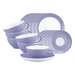 Geschirr-Set Seltmann Weiden "Teeservice Liberty Pure Colors 18er Set", lila (grape lila), 18, Porzellan, Geschirr-Sets, Geschirr-Set, Sp&uuml;lmaschinenfest, Mikrowellensicher, Ofenfest
