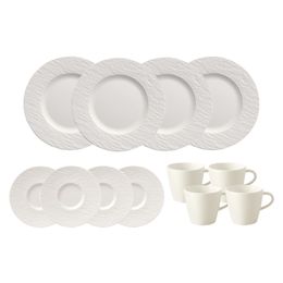 Villeroy & Boch Geschirr-Set VILLEROY & BOCH "Kaffeeservice Manufacture Rock 12er Set wei&szlig;", wei&szlig;, 12, Porzellan, Geschirr-Sets, Geschirr-Set, Sp&uuml;lmaschinengeeignet, Mikrowellenfest