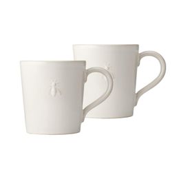 Becher LA ROCH&Egrave;RE FRANCE "Henkelbecher Biene 520 ml 2er Set natur", beige (natur), B:10cm H:11cm &Oslash;:10cm, Keramik, Trinkgef&auml;&szlig;e, Becher, Sp&uuml;lmaschinengeeignet, Mikrowellengeeignet