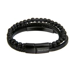 Armband PHILIPP BLANC "PBA05BB", schwarz, Armb&auml;nder, Herren, 21cm, Leder, Armband