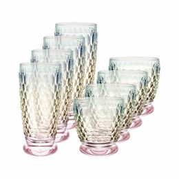 Villeroy & Boch Gl&auml;ser-Set VILLEROY & BOCH "Longdrink- und Wasserglas-Set Boston Pearl 8er Set bunt", bunt, B:2cm H:2cm, Glas, Trinkgef&auml;&szlig;e, Sp&uuml;lmaschinenfest
