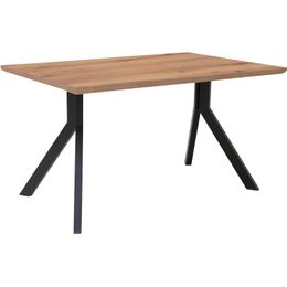 Esstisch MASSIVLINE & MORE, braun (braun, schwarz, braun), B:180cm H:76cm T:90cm, Tische, Esstisch