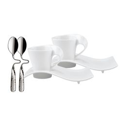 Villeroy & Boch Tasse VILLEROY & BOCH "Espresso-Set NewWave 50 ml wei&szlig;", wei&szlig;, B:13,9cm H:9,6cm, Porzellan, Trinkgef&auml;&szlig;e, Tasse, Sp&uuml;lmaschinengeeignet, Mikrowellenfest