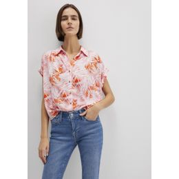 Kurzarmbluse Mavi "SHORT SLEEVE SHIRT", Damen, Gr. XS, water leaf print, 100% Viskose, Jacquardmuster, loose fit normal, eng 1-Knopf-Manschette, Blusen, Bluse Kurzarm