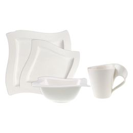 Villeroy & Boch Geschirr-Set VILLEROY & BOCH "Kombi-Set NewWave 4er Set wei&szlig;", wei&szlig;, 4, Porzellan, Geschirr-Sets, Geschirr-Set, Sp&uuml;lmaschinengeeignet, Mikrowellenfest