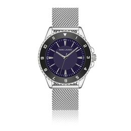 Quarzuhr MARC LAUDER "MF3-B010S", blau (silber), Armbanduhren, Herren, Quarzuhr