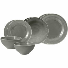 Geschirr-Set Seltmann Weiden "Einsteiger-Set Beat Color Glaze 8er Set", grau (perlgrau), 8, Porzellan, Geschirr-Sets, Geschirr-Set, Sp&uuml;lmaschinengeeignet, Mikrowellenfest, Ofenfest