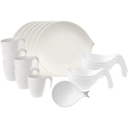 Villeroy & Boch Geschirr-Set VILLEROY & BOCH "Brunch-Set Flow 18er Set wei&szlig;", wei&szlig;, 18, Porzellan, Geschirr-Sets, Geschirr-Set, Sp&uuml;lmaschinengeeignet, Mikrowellenfest