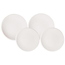 Villeroy & Boch Geschirr-Set VILLEROY & BOCH "Teller-Set NewMoon 4er Set wei&szlig;", wei&szlig;, 4, Porzellan, Geschirr-Sets, Geschirr-Set, Sp&uuml;lmaschinengeeignet, Mikrowellenfest