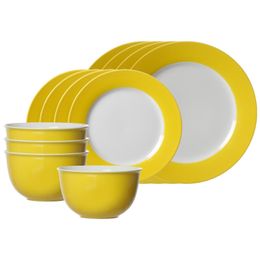 Ritzenhoff & Breker Geschirr-Set RITZENHOFF & BREKER "Basic-Set Doppio 12er Set", gelb, 12, Porzellan, Geschirr-Sets, Geschirr-Set, Sp&uuml;lmaschinenfest