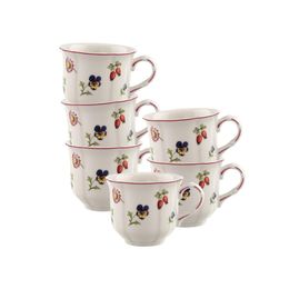 Villeroy & Boch Tasse VILLEROY & BOCH "Kaffeetassen Petite Fleur 120 ml 6er Set wei&szlig;", wei&szlig;, B:8,1cm H:6,7cm &Oslash;:8,1cm, Porzellan, Trinkgef&auml;&szlig;e, Tasse, Sp&uuml;lmaschinengeeignet, Mikrowellengeeignet