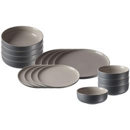 Ritzenhoff & Breker Geschirr-Set RITZENHOFF & BREKER "Einsteiger-Set Jasper 16er Set", grau, 16, Steinzeug, Geschirr-Sets, Geschirr-Set, Sp&uuml;lmaschinenfest