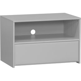 Lowboard Woood "Yissa mit FSC Massivkiefer und offenem Stauraum", grau, B:70cm H:46cm T:44cm, FSC-zertifiziertes Massivholz, Sideboards, Lowboard, FSC Massivkiefer, modular erweiterbar, Tragkraft 15 kg