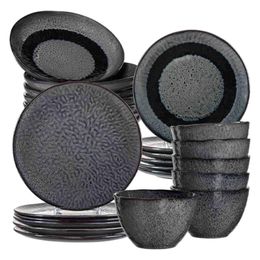 Geschirr-Set Leonardo "Tafelservice Matera 24er Set", grau (anthrazit), 24, Keramik, Geschirr-Sets, Geschirr-Set, Ideal f&uuml;r den Alltag, sp&uuml;lmaschinengeeignet, mikrowellengeeignet