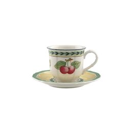 Villeroy & Boch Espressotasse VILLEROY & BOCH "Espressotasse mit Untertasse French Garden Fleurence 80 ml bunt", bunt, B:12,2cm H:7,5cm &Oslash;:12,2cm, Porzellan, Trinkgef&auml;&szlig;e, Espressotasse, Sp&uuml;lmaschinengeeignet, Mikrowellenfest