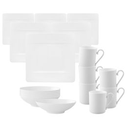 Villeroy & Boch Geschirr-Set VILLEROY & BOCH "Fr&uuml;hst&uuml;cks-Set Modern Grace 18er Set wei&szlig;", wei&szlig;, 18, Porzellan, Geschirr-Sets, Geschirr-Set, Sp&uuml;lmaschinengeeignet, Mikrowellenfest
