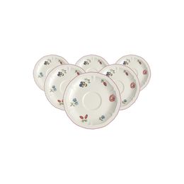 Villeroy & Boch Untertasse VILLEROY & BOCH "Espressountertassen Petite Fleur &oslash; 12,2 cm 6er Set wei&szlig;", wei&szlig;, B:12,2cm H:2cm L:12,2cm T:12,2cm &Oslash;:12,2cm, Speiseteller, Sp&uuml;lmaschinengeeignet, Mikrowellengeeignet