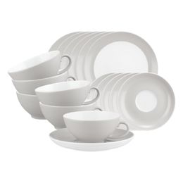 Geschirr-Set Seltmann Weiden "Teeservice Liberty Pure Colors 18er Set", grau (new grau), 18, Porzellan, Geschirr-Sets, Geschirr-Set, Sp&uuml;lmaschinenfest, Mikrowellensicher, Ofenfest