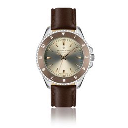 Quarzuhr PHILIPP BLANC "PA7-S030S", braun, Armbanduhren, Herren, Quarzuhr