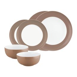 Geschirr-Set Seltmann Weiden "Basic-Set Liberty Pure Colors 6er Set", braun (cocoa braun), 6, Porzellan, Geschirr-Sets, Geschirr-Set, Sp&uuml;lmaschinenfest, Mikrowellensicher, Ofenfest