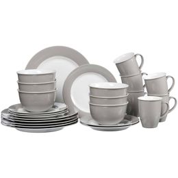 Ritzenhoff & Breker Geschirr-Set RITZENHOFF & BREKER "Kombiservice Doppio 24er Set", grau, 24, Porzellan, Geschirr-Sets, Geschirr-Set, Sp&uuml;lmaschinengeeignet, Sp&uuml;lmaschinenfest
