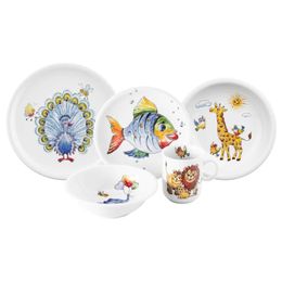 Kindergeschirr-Set Seltmann Weiden "Kindergeschirr Set Compact Bunte Tierwelt 5er Set bunt", bunt, 5, Porzellan, Geschirr-Sets, Sp&uuml;lmaschinengeeignet, Mikrowellengeeignet, Ofenfest, Salamandergeeignet, K&uuml;hlschrankgeeignet, Gefrierschrankgeeignet