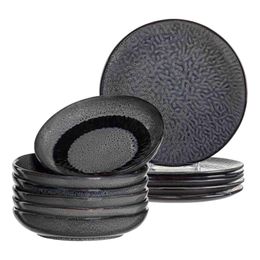 Geschirr-Set Leonardo "Tafelservice Matera 12er Set", grau (anthrazit), 12, Keramik, Geschirr-Sets, Geschirr-Set, Ideal f&uuml;r den Alltag, sp&uuml;lmaschinengeeignet, mikrowellengeeignet