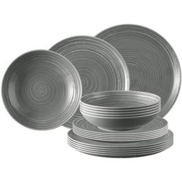 Geschirr-Set Seltmann Weiden "Teller-Set Terra 18er Set", grau (perlgrau), 18, Porzellan, Geschirr-Sets, Geschirr-Set, Sp&uuml;lmaschinenfest, Mikrowellensicher, Ofenfest
