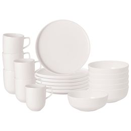 Villeroy & Boch Geschirr-Set VILLEROY & BOCH "Fr&uuml;hst&uuml;cks-Set Afina 18er Set wei&szlig;", wei&szlig;, 18, Porzellan, Geschirr-Sets, Geschirr-Set, Sp&uuml;lmaschinengeeignet, Mikrowellenfest