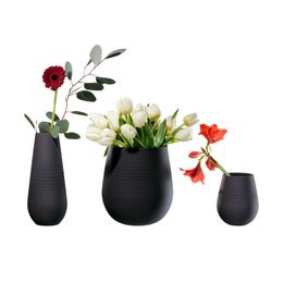 Villeroy & Boch Dekovase VILLEROY & BOCH "Vasen-Set Manufacture Collier 3er Set schwarz", schwarz, B:2cm H:2cm T:2cm, Vasen