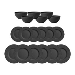 Villeroy & Boch Geschirr-Set VILLEROY & BOCH "Tafelservice Manufacture Rock schwarz", schwarz, 18, Porzellan, Geschirr-Sets, Geschirr-Set, Sp&uuml;lmaschinengeeignet, Mikrowellenfest