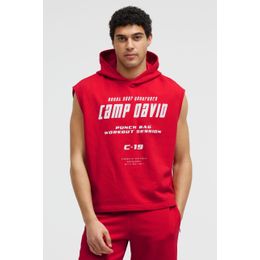 Kapuzensweatshirt CAMP DAVID, Herren, Gr. L, rot (energy rot), Material: 100% Baumwolle, bedruckt, regular fit normal, Rundhals, angeschnitten gerader Abschluss, Sweatshirts, aus Baumwolle