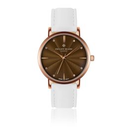 Quarzuhr PHILIPP BLANC "PB7-S098R", wei&szlig;, Armbanduhren, Damen, Quarzuhr