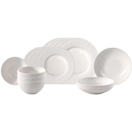 Villeroy & Boch Geschirr-Set VILLEROY & BOCH "Tafelservice Manufacture Ice 16er Set wei&szlig;", wei&szlig;, 16, Porzellan, Geschirr-Sets, Geschirr-Set, Sp&uuml;lmaschinenfest, Mikrowellensicher