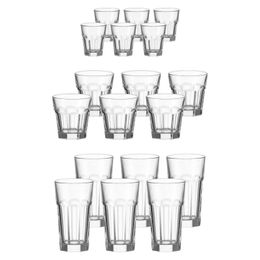 Gl&auml;ser-Set Leonardo "Bargl&auml;ser Rock 18er Set transparent", bunt (transparent), B:2cm H:2cm, Glas, Trinkgef&auml;&szlig;e, Ideal f&uuml;r den Alltag, sp&uuml;lmaschinengeeignet
