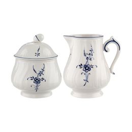 Villeroy & Boch Milchbeh&auml;lter VILLEROY & BOCH "Milch- und Zucker-Set Vieux Luxembourg 2er Set wei&szlig;-blau", bunt (wei&szlig;, blau), B:2cm H:2cm T:2cm, Milchbeh&auml;lter, Sp&uuml;lmaschinengeeignet, Mikrowellengeeignet