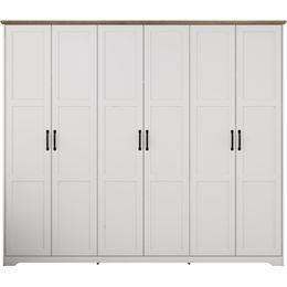 Kleiderschrank OTTO HOME "Emmilia Schrank Schlafzimmerschrank im Landhaus Design", wei&szlig;, B:233cm H:200cm T:56cm, FSC-zertifizierter Holzwerkstoff, Schr&auml;nke, Kleiderschrank, Landhaus Schrank mit 6 T&uuml;ren Breite 226,5cm H&ouml;he 2m