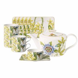Villeroy & Boch Geschirr-Set VILLEROY & BOCH "Tee-Set Amazonia 13er Set bunt", bunt, 13, Porzellan, Geschirr-Sets, Geschirr-Set, Handw&auml;sche wird empfohlen