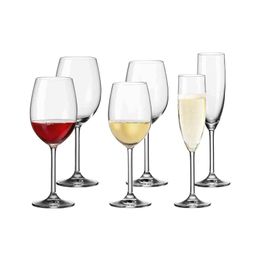 Gl&auml;ser-Set Leonardo "Wein- und Sektgl&auml;ser Daily 6er Set transparent", bunt (transparent), B:2cm H:2cm, Glas, Trinkgef&auml;&szlig;e, Ideal f&uuml;r den Alltag, sp&uuml;lmaschinengeeignet