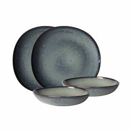 Geschirr-Set "Tafel-Set Lave 4er Set", grau (gris), 4, Steingut, LIKE. BY VILLEROY & BOCH, Geschirr-Sets, Geschirr-Set, Sp&uuml;lmaschinenfest, Mikrowellensicher