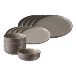 Ritzenhoff & Breker Geschirr-Set RITZENHOFF & BREKER "Basic-Set Jasper 12er Set", grau (taupe), 12, Steinzeug, Geschirr-Sets, Geschirr-Set, Sp&uuml;lmaschinenfest