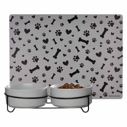 Ritzenhoff & Breker Futternapf RITZENHOFF & BREKER "Hunde-Napfset mit Unterlage Taro &oslash; 17 cm 2er Set grau", grau, B:17cm H:9,5cm L:17cm T:17cm &Oslash;:17cm, N&auml;pfe, Sp&uuml;lmaschinengeeignet