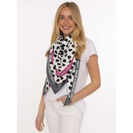 Dreieckstuch Zwillingsherz "Herzen Allover", Damen, pink (grau), Web, Polyester, Modet&uuml;cher, durchgehendes Herz-Muster mit Schriftzug, gl&auml;nzende Oberfl&auml;che