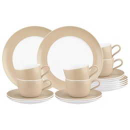 Geschirr-Set Seltmann Weiden "Kaffeeservice Liberty Pure Colors 18er Set", beige (dusty beige), 18, Porzellan, Geschirr-Sets, Geschirr-Set, Sp&uuml;lmaschinenfest, Mikrowellensicher, Ofenfest