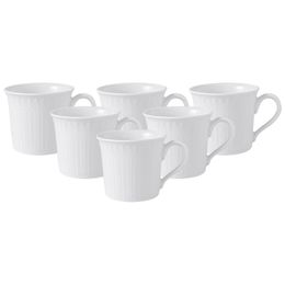 Villeroy & Boch Tasse VILLEROY & BOCH "Kaffee- / Teetasse Cellini 200 ml 6er Set wei&szlig;", wei&szlig;, B:2cm H:2cm, Porzellan, Trinkgef&auml;&szlig;e, Tasse, Sp&uuml;lmaschinengeeignet, Mikrowellenfest