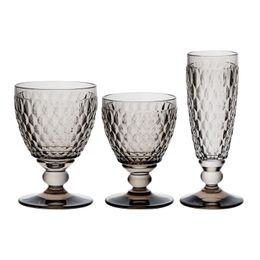 Villeroy & Boch Gl&auml;ser-Set VILLEROY & BOCH "Wein- & Sektgl&auml;ser Boston Coloured 12er Set", grau (smoke), B:2cm H:2cm, Glas, Trinkgef&auml;&szlig;e, Sp&uuml;lmaschinenfest